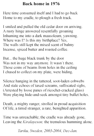 Back Home in 1976 - Tariku