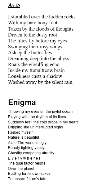 As is & Enigma - Lulit Zena (English Poems)